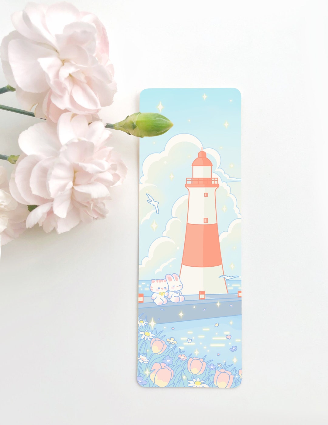 Cute Cat Bunny Lighthouse Bookmark Cute Coast Bookmark Kawaii Seaside ...