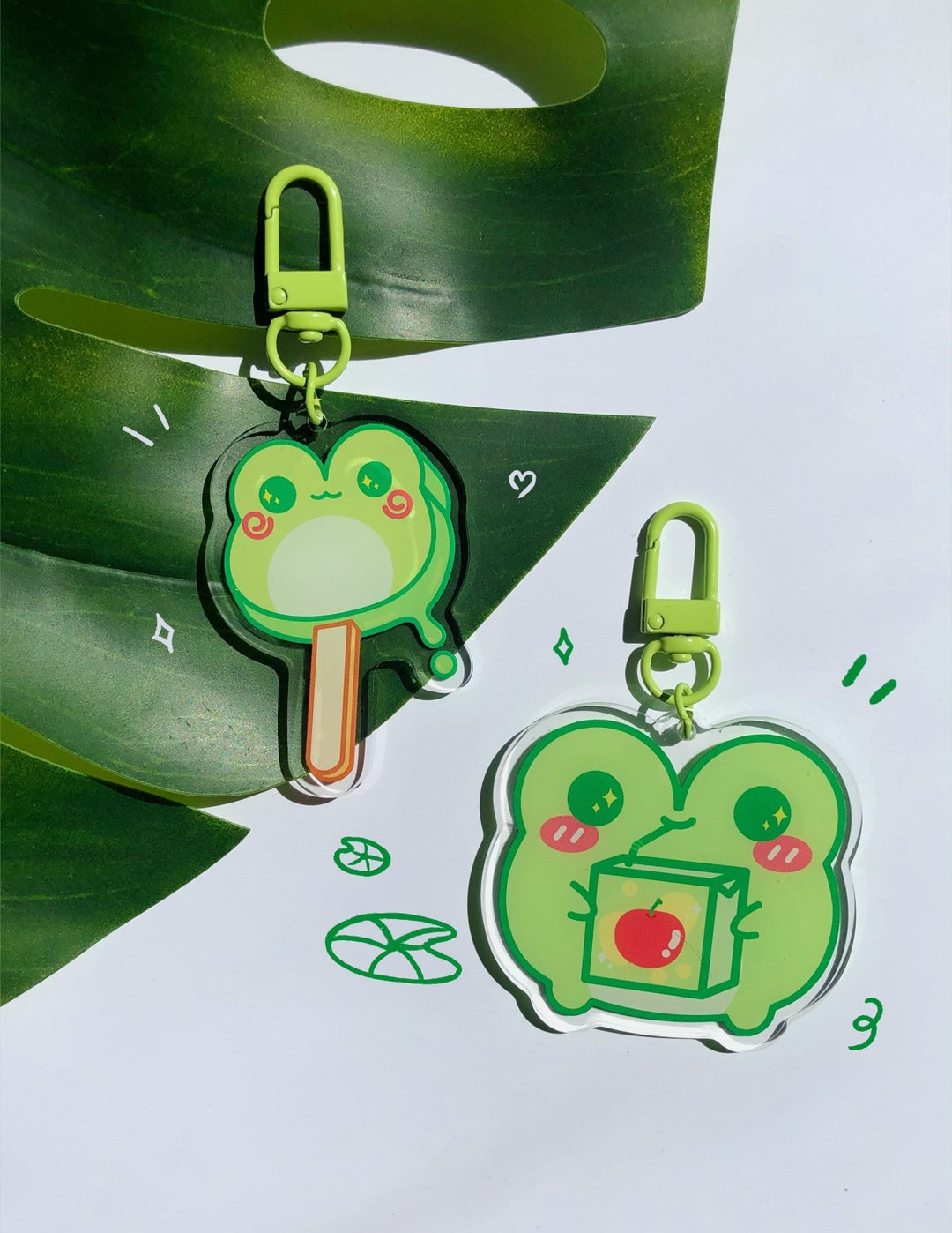Cute Frog Acrylic Keychain Cute Kawaii Toad Keyring Key Accessory Frog ...