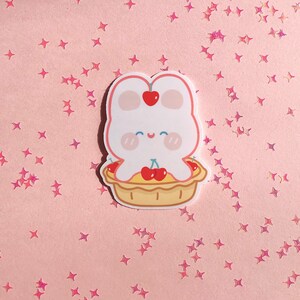 Bunny Cherry Food Sticker, Kawaii Rabbit Dessert Sticker, Die Cut ...
