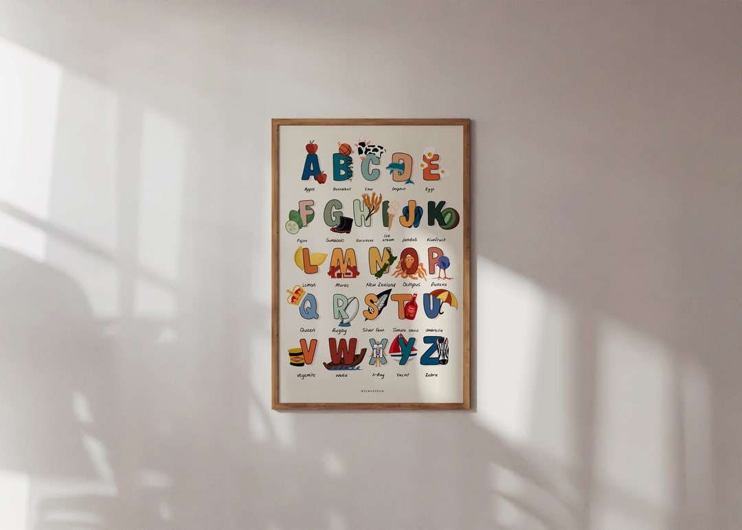 Alphabet Nursery Print, New Zealand ABC Poster, Kiwiana Print, Aotearoa ...