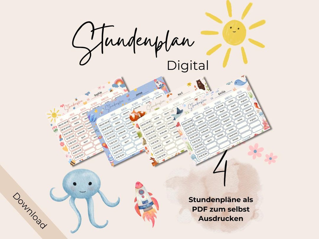 DIGITAL SCHOOL TIMETABLE to Print // Overview of School Hours for ...