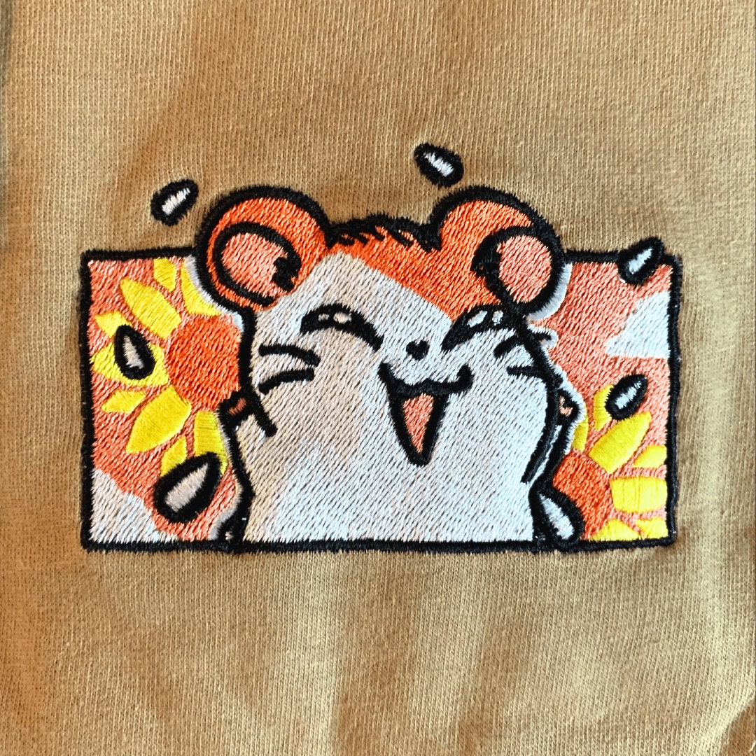 Happy Hamster Embroidered Hoodie - Etsy