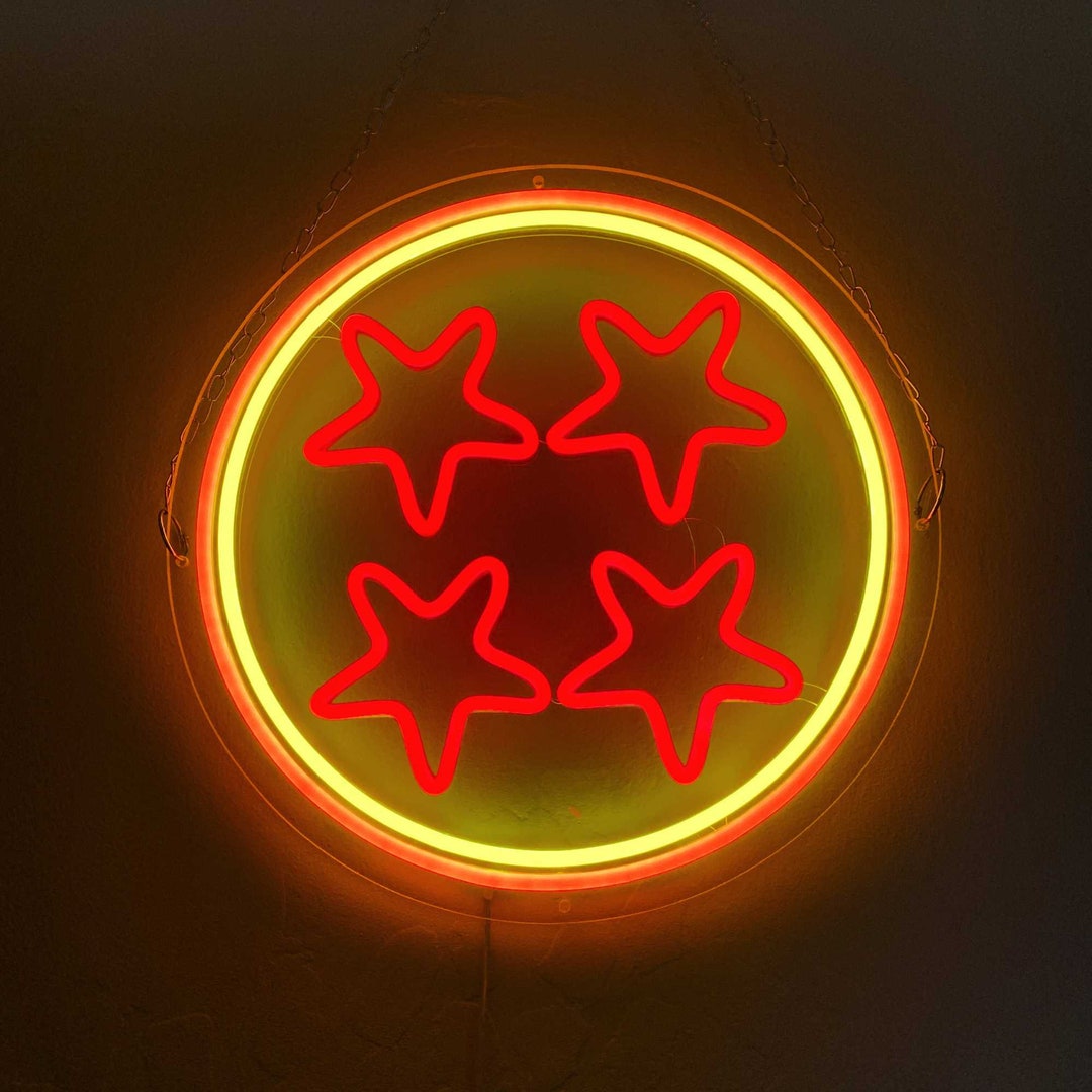 Four Star Neon Sign Anime LED Game Room Handmade Light up Sign Wall ...