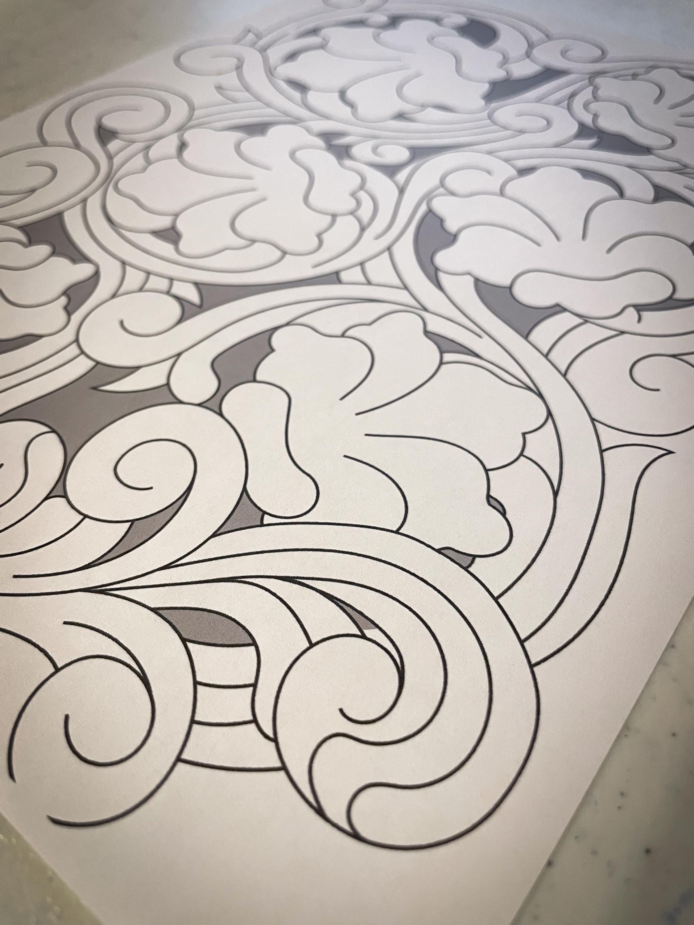 Western Floral Leather Tooling Pattern, Leatherwork Carving Pattern ...