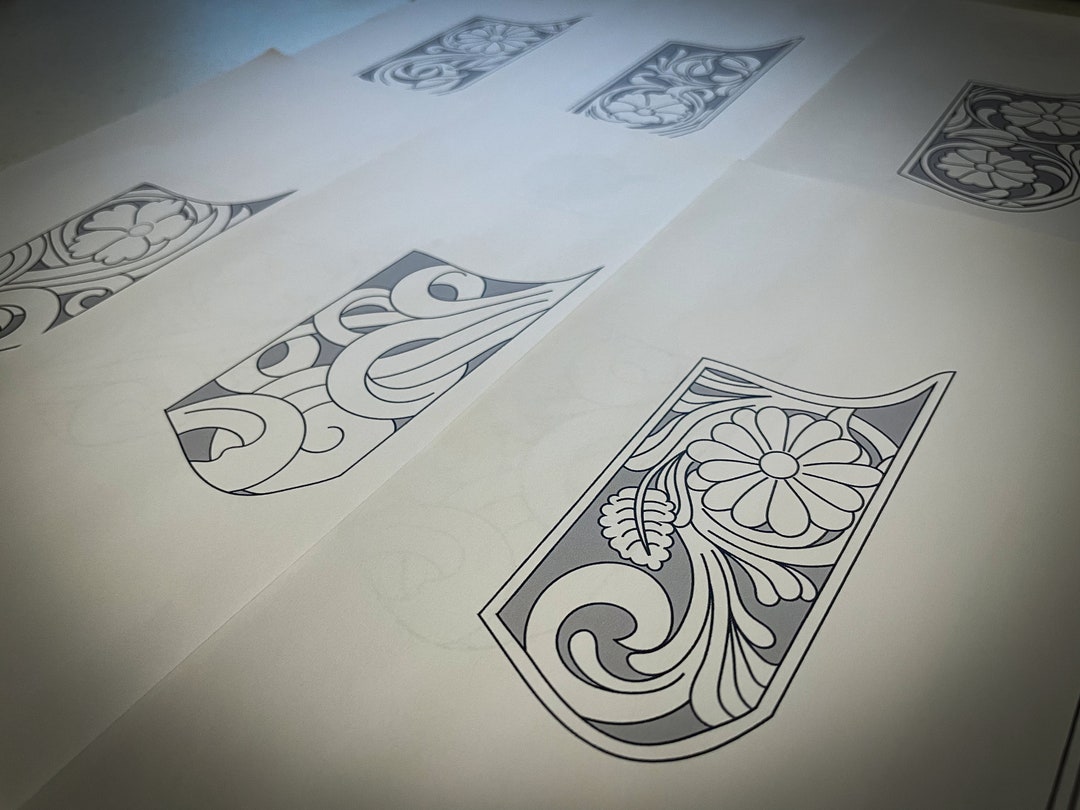 Folding Knife Sheath Tooling Pattern Bundle, 6 Patterns, Sheridan Floral Design Pattern, PDF ...