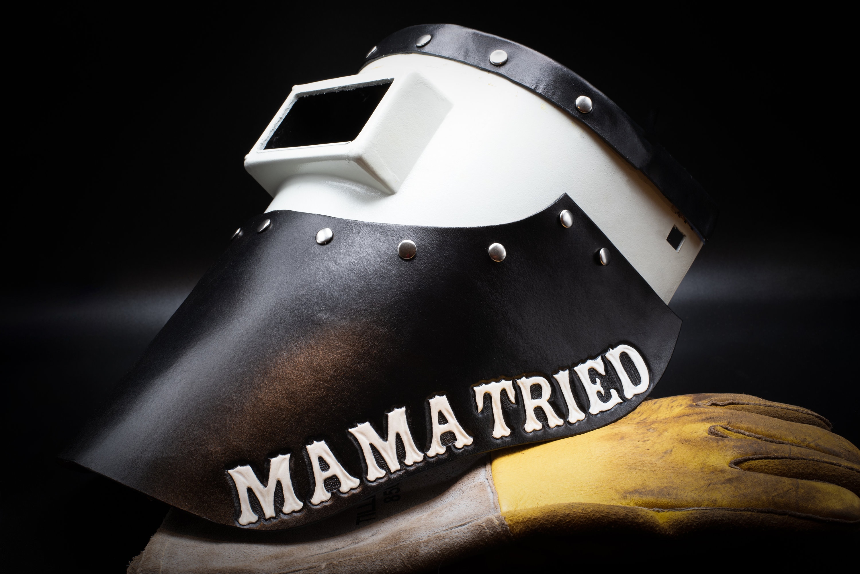 Tooled Leather Welding Hood Bib Set, Bottom & Top Bib, DIY Leather Kit ...