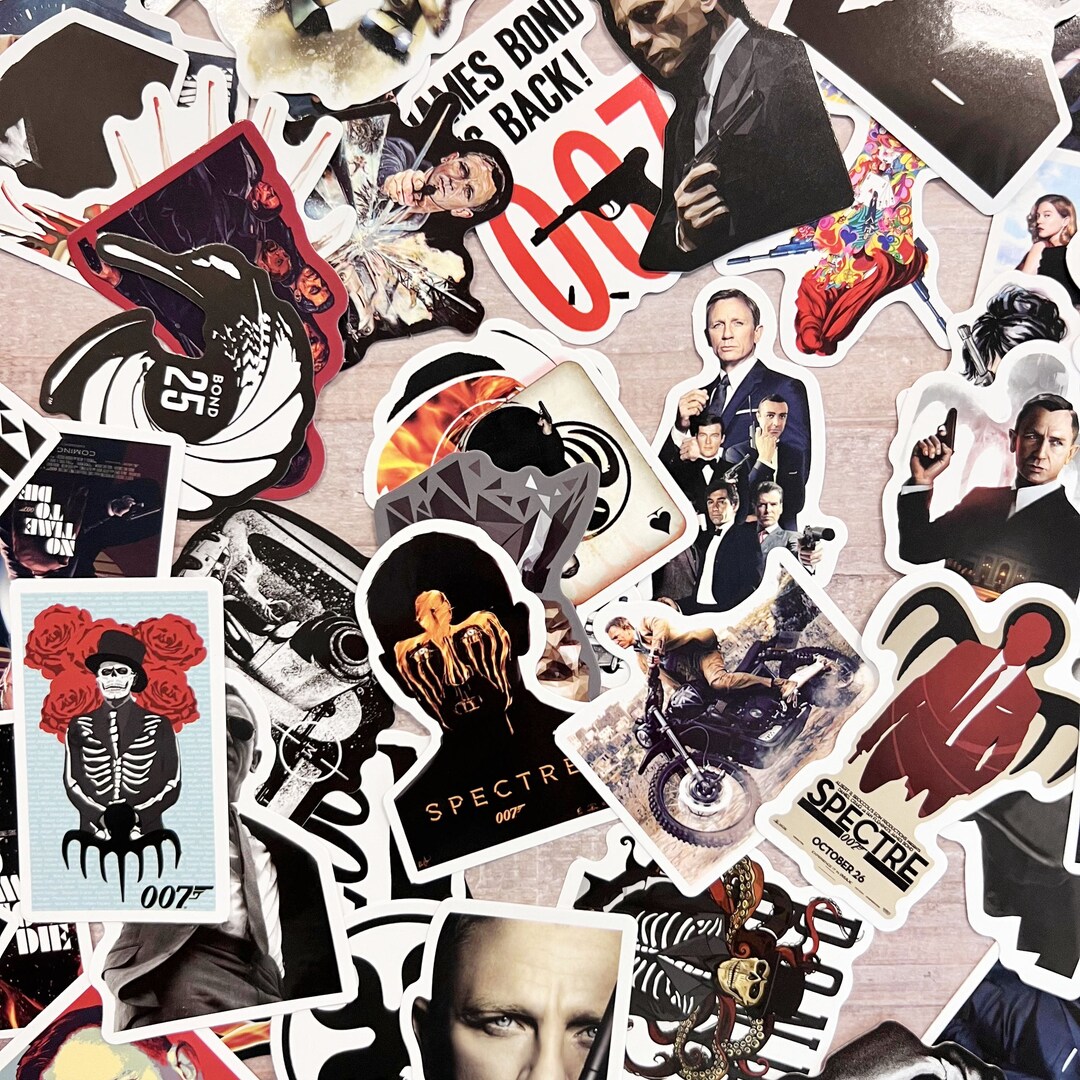 50 Classic Movie James Bond 007 Stickers Cool Mixed Colors Sticker Lot ...