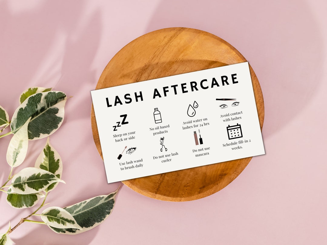 Pink Lash Aftercare Cards Printable Sign Small Business - Etsy