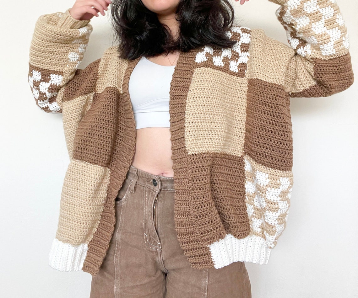 Gehäkelte Patchwork-Strickjacke, Häkeljacke, Cardigan Muster ...