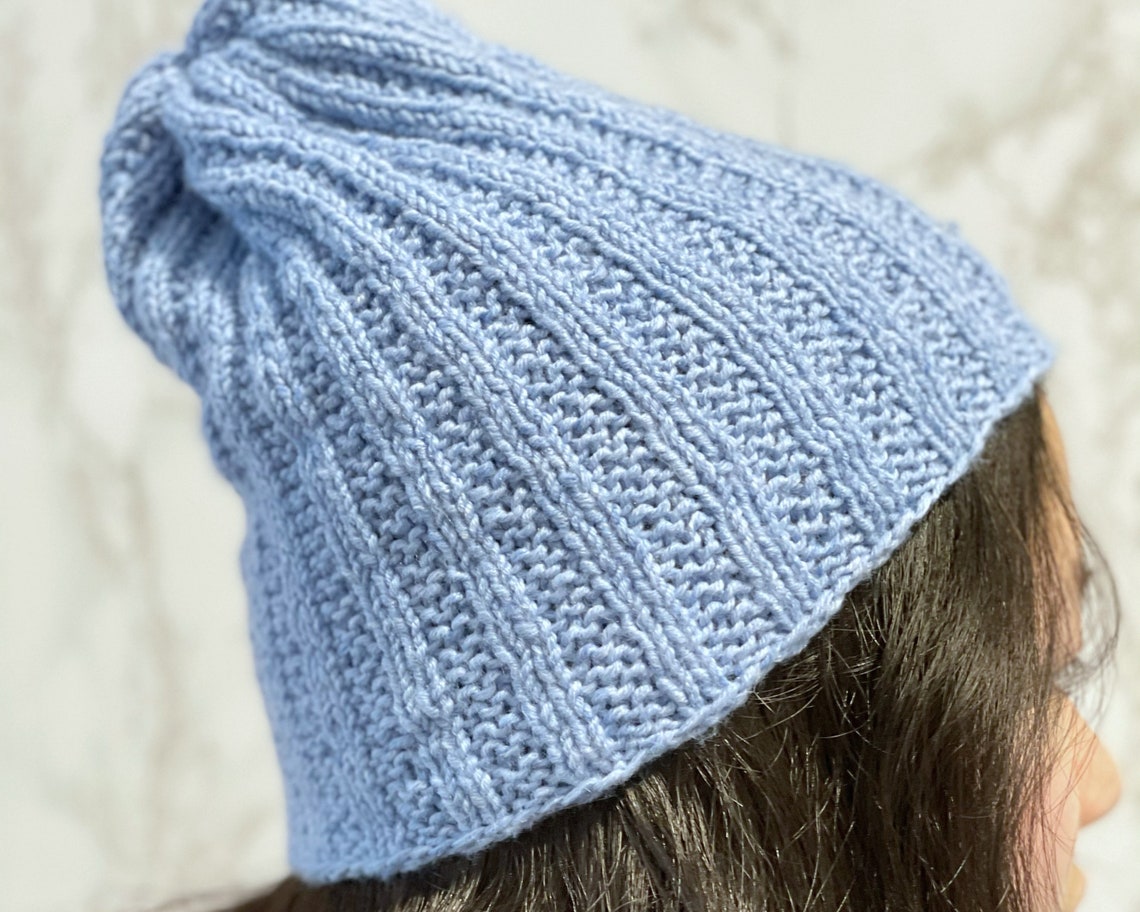 Knit Slouchy Beanie Pattern, Knit Beginner Beanie, Beanie Knit Pattern ...