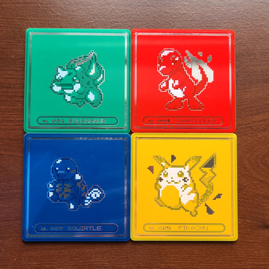 Reversible Pokemon Gen 1 Starter PCB Coaster Set (1ea per Set, 4 Pcs ...