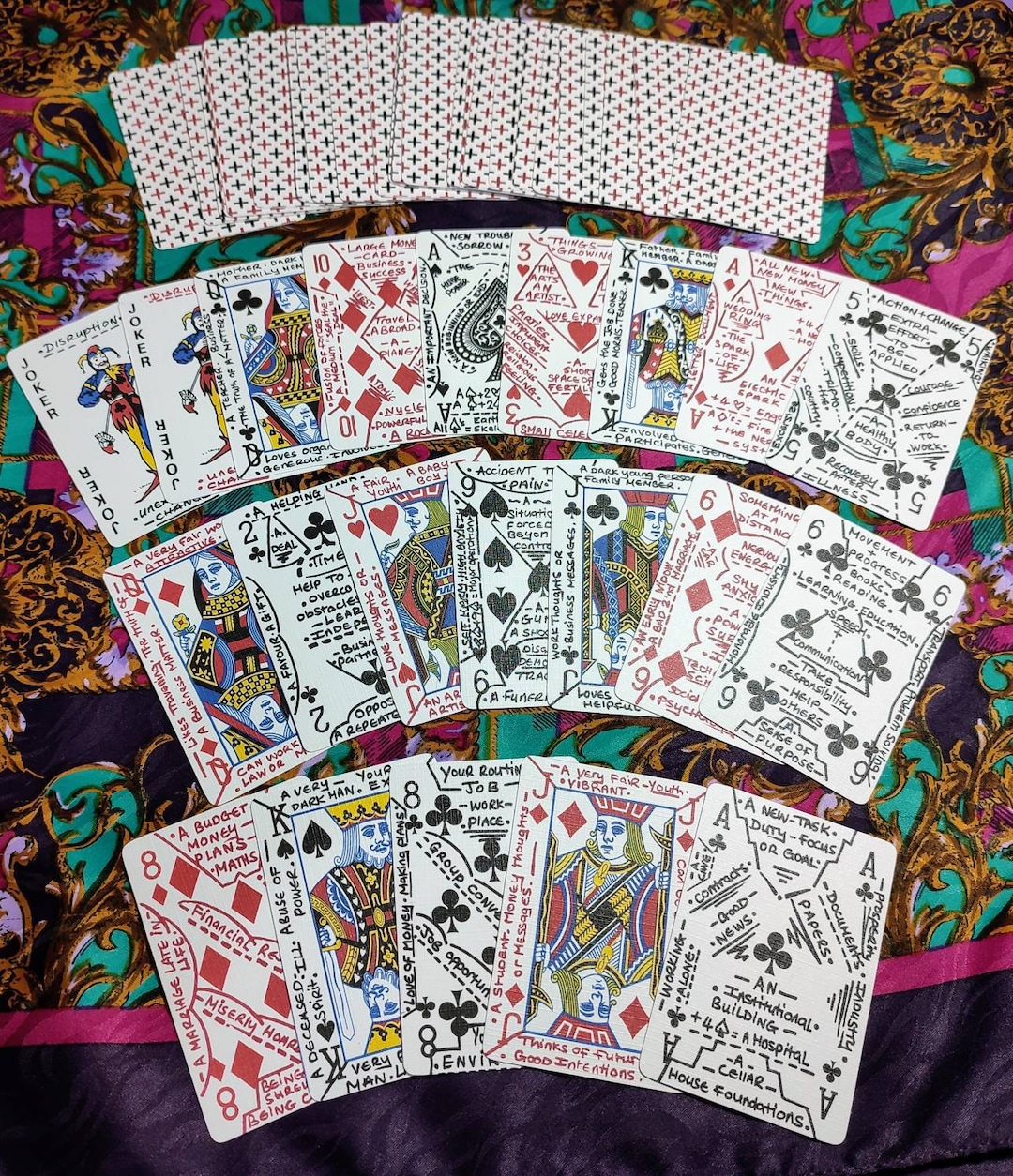 Cartomancy Learner Deck Handprinted & Cartomancy Method Booklet - Etsy