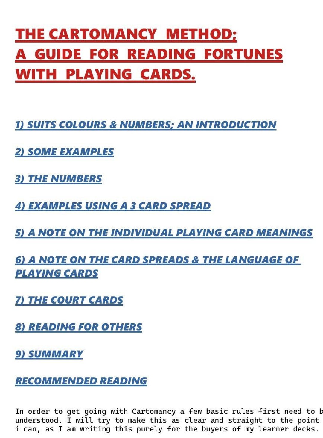Learn to Read Playing Cards CARTOMANCY METHOD PDF - Etsy