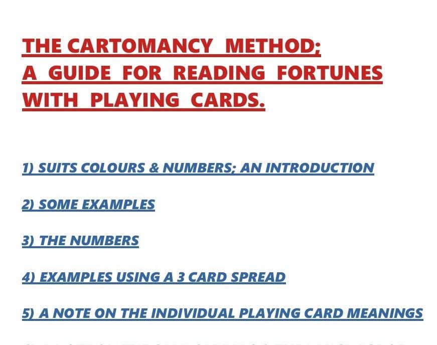 Learn to Read Playing Cards CARTOMANCY METHOD PDF - Etsy