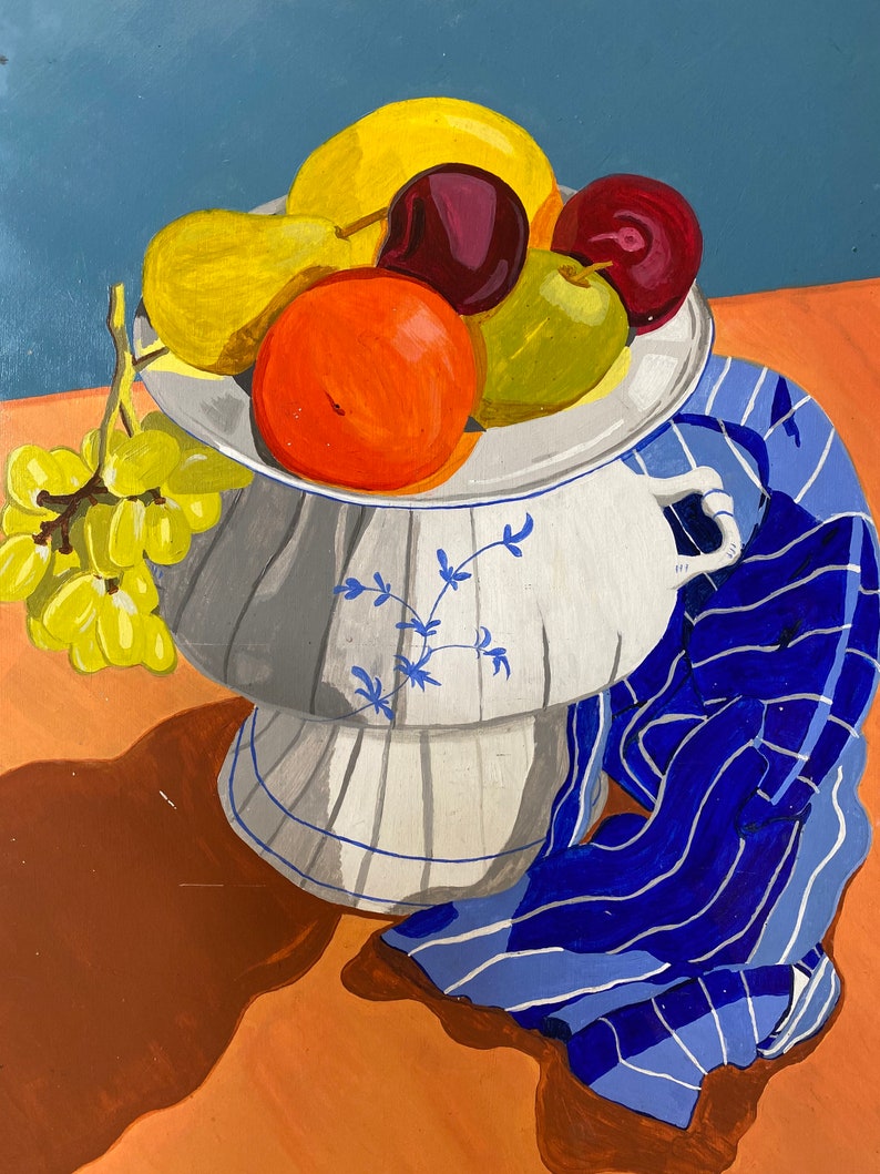 Fruit Bowl Still Life by Squeezedesignsstudio Printed on Canvas - Etsy