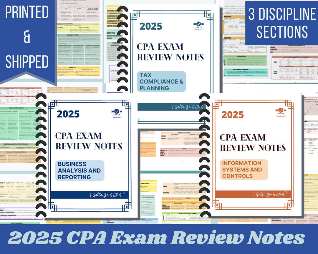 2025 | CPA Exam Review Notes - 3 Discipline Sections Bundle | Printed ...