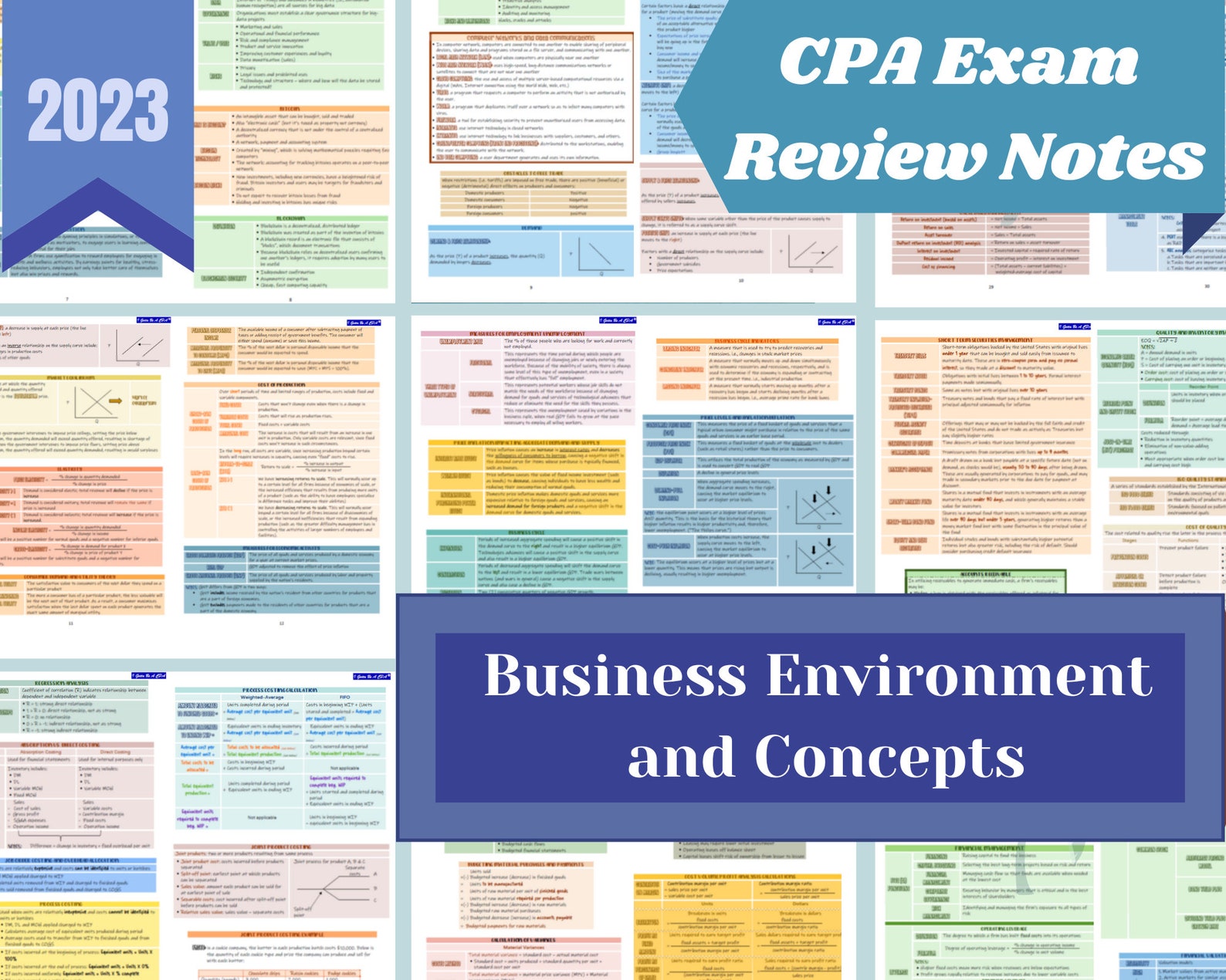 2023 | CPA Exam Review Notes - 4 Parts Bundle | Digital Download | 138 ...
