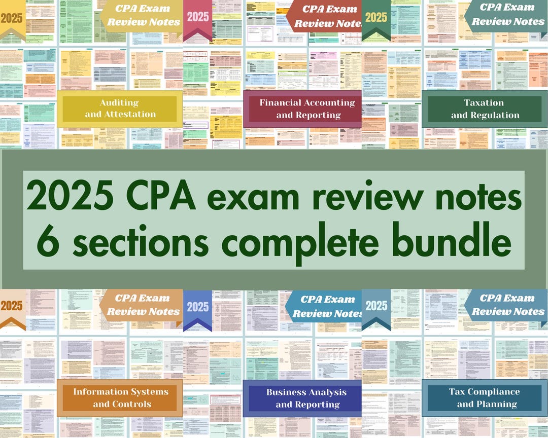2025 | CPA Exam Review Notes - 6 Sections Complete Bundle | Digital ...