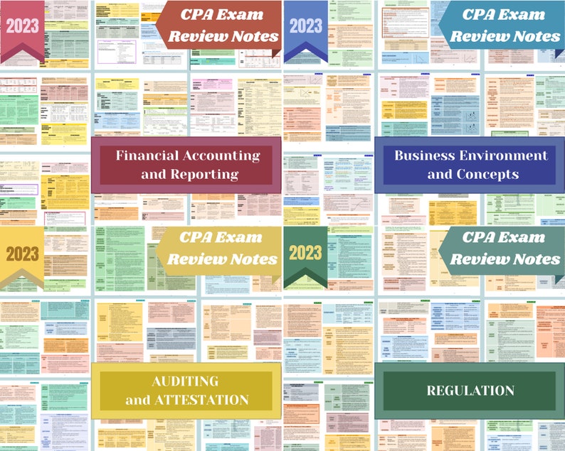 2023 | CPA Exam Review Notes - 4 Parts Bundle | Digital Download | 138 ...