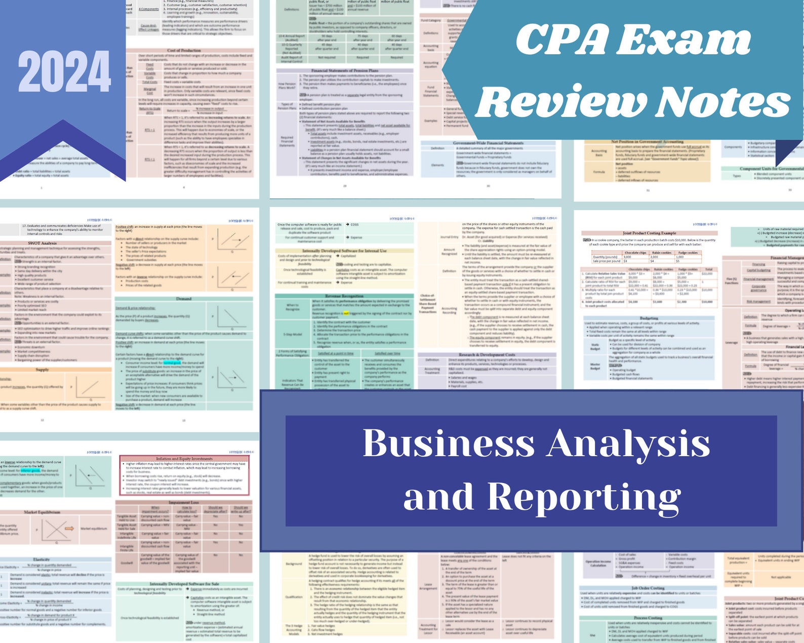 2024 | CPA Exam Review Notes - 6 Sections Complete Bundle | Digital ...