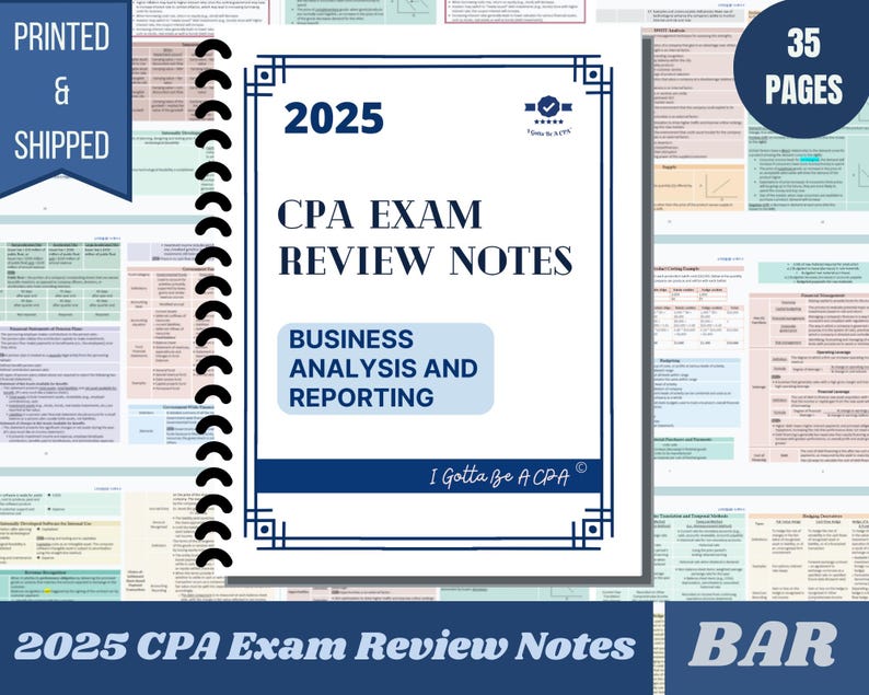 2025 | CPA Exam Review Notes - 6 Sections Complete Bundle | Printed ...