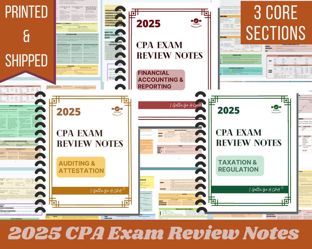 2025 CPA Exam Review Notes | 3 Core Sections Bundle | Printed & Shipped ...