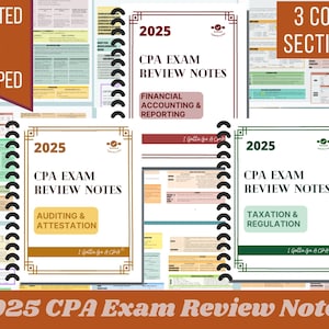 2025 CPA Exam Review Notes | 3 Core Sections Bundle | Printed & Shipped ...