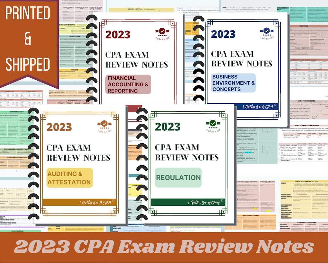 2023 | US CPA Exam Review Notes - 4 Parts Bundle | 138 Pages | Printed ...