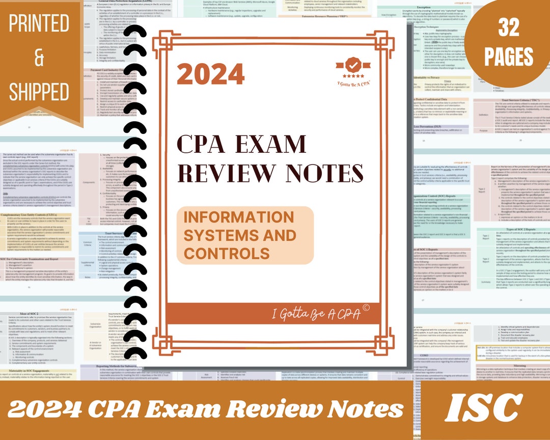 2024 | CPA Exam Review Notes - ISC | Printed & Shipped | Information ...