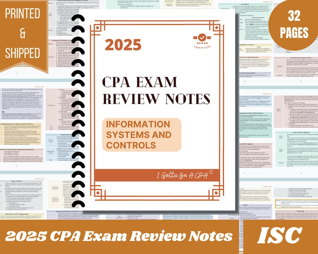 2025 | CPA Exam Review Notes - ISC | Printed & Shipped | Information ...