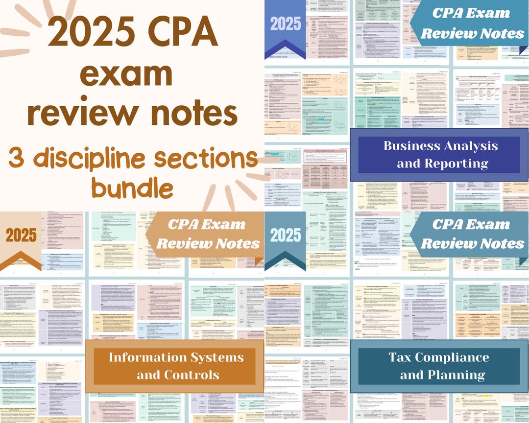 2025 | CPA Exam Review Notes - 3 Discipline Sections Bundle | Digital ...