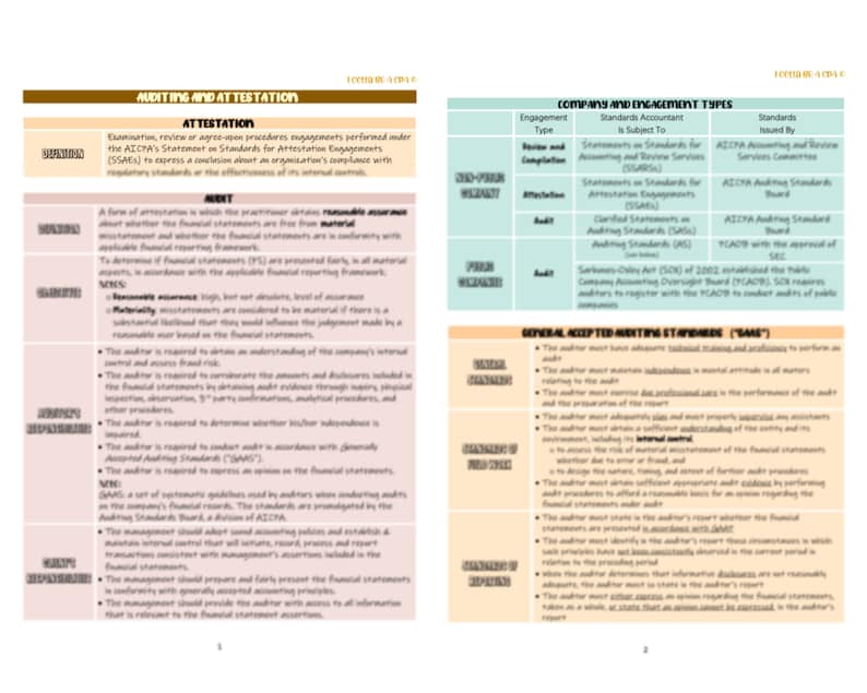 2024 | CPA Exam Review Notes - AUD | Digital Download | 37 Pages | 2024 ...