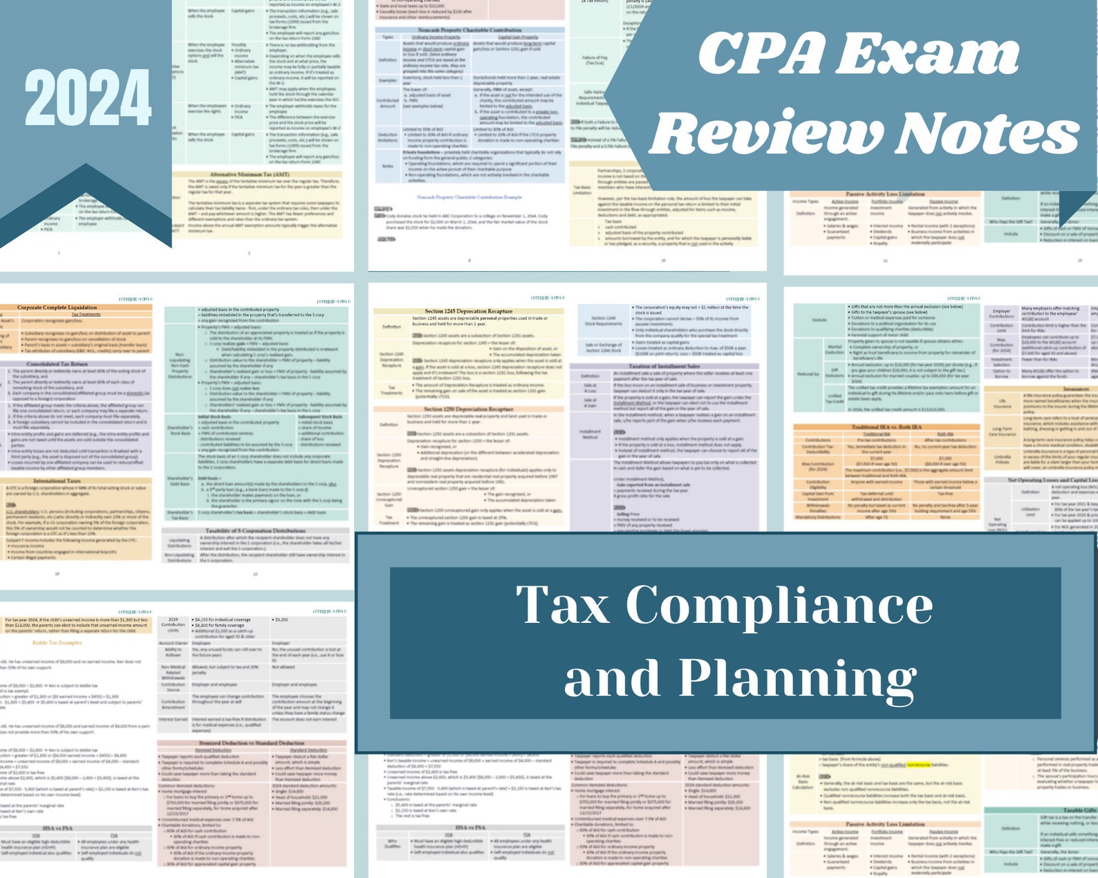 2024 | CPA Exam Review Notes - 6 Sections Complete Bundle | Digital ...