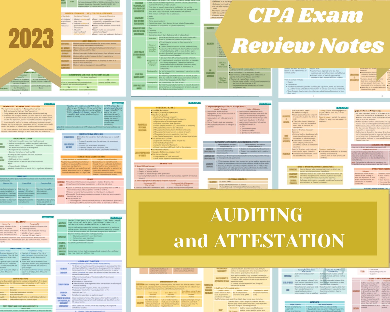 2023 | CPA Exam Review Notes - 4 Parts Bundle | Digital Download | 138 ...