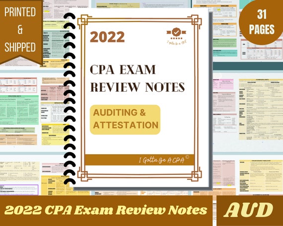 2022 Printed & Shipped CPA Exam Review Notes AUD 31 | Etsy
