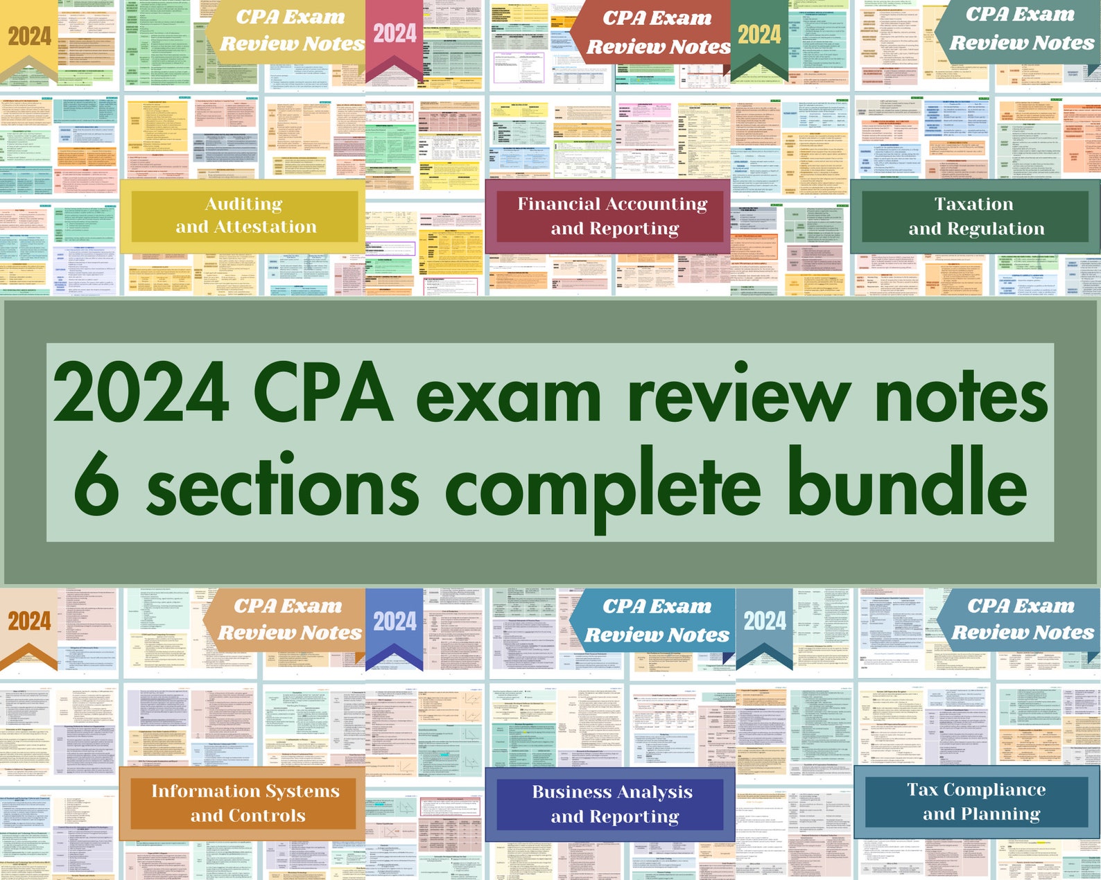 2024 | CPA Exam Review Notes - 6 Sections Complete Bundle | Digital ...