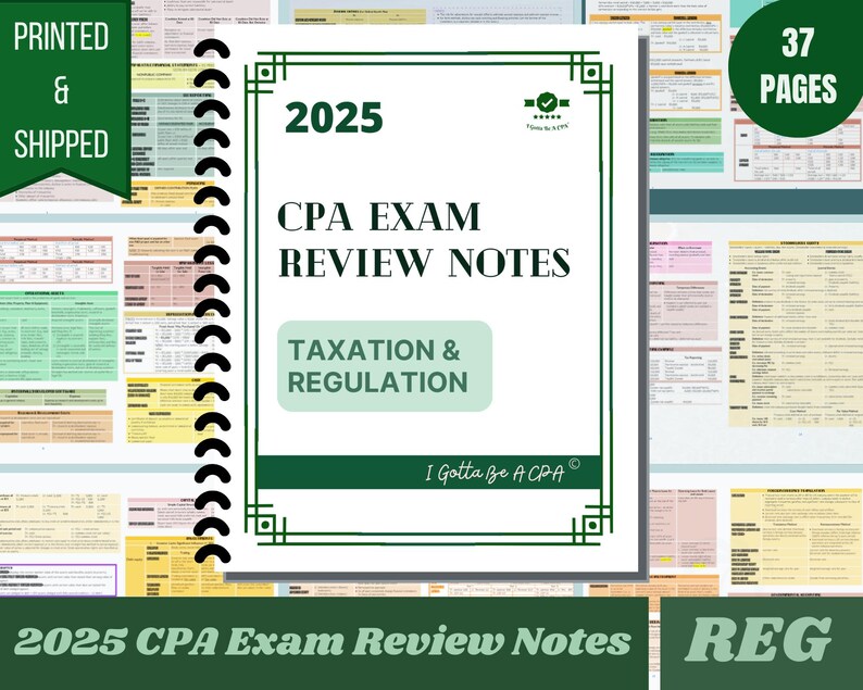 2025 | CPA Exam Review Notes - 6 Sections Complete Bundle | Printed ...
