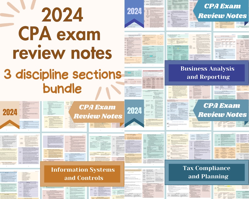 2024 | CPA Exam Review Notes - 3 Discipline Sections Bundle | Digital ...
