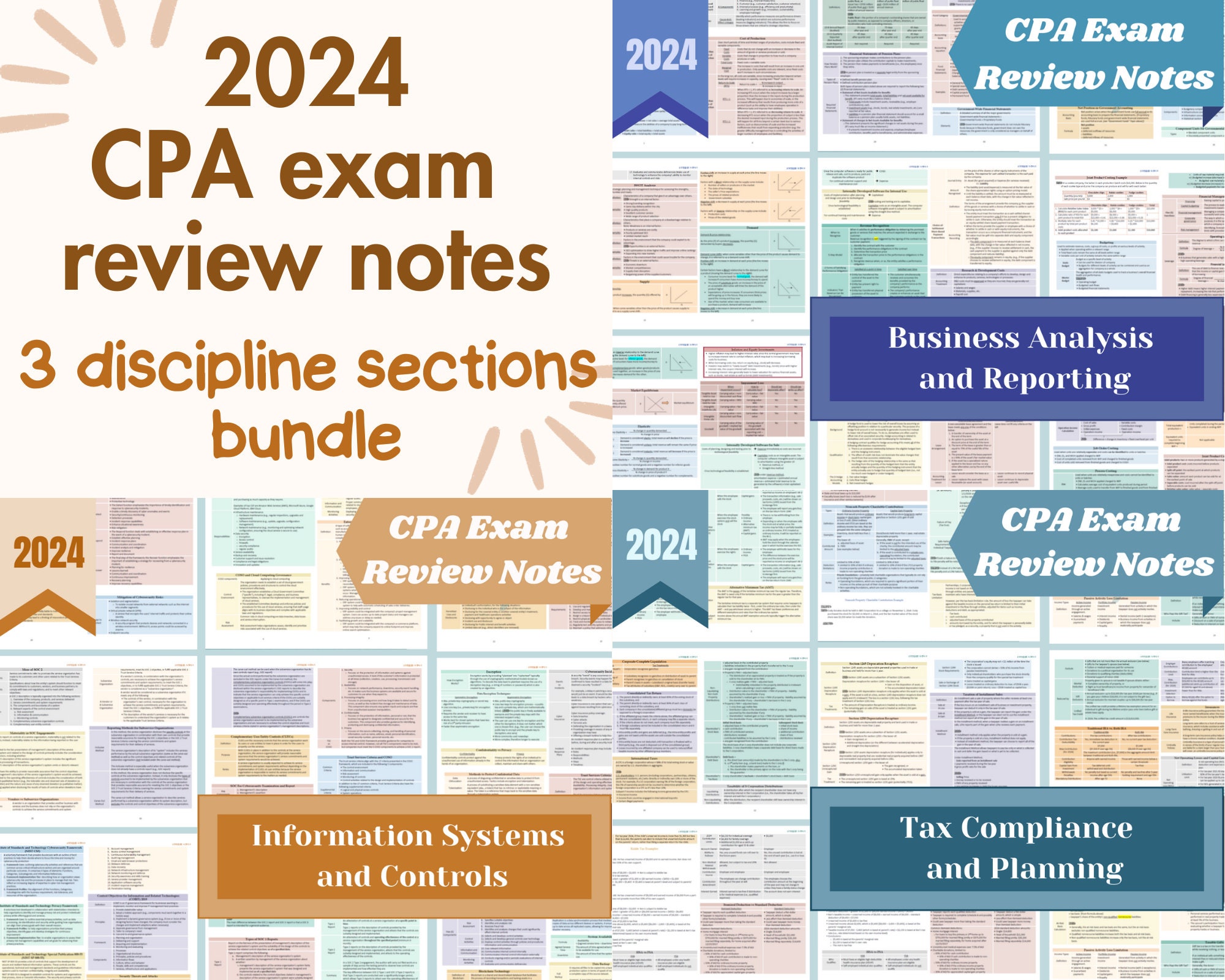 2024 CPA Exam Review Notes 3 Discipline Sections Bundle Digital ...