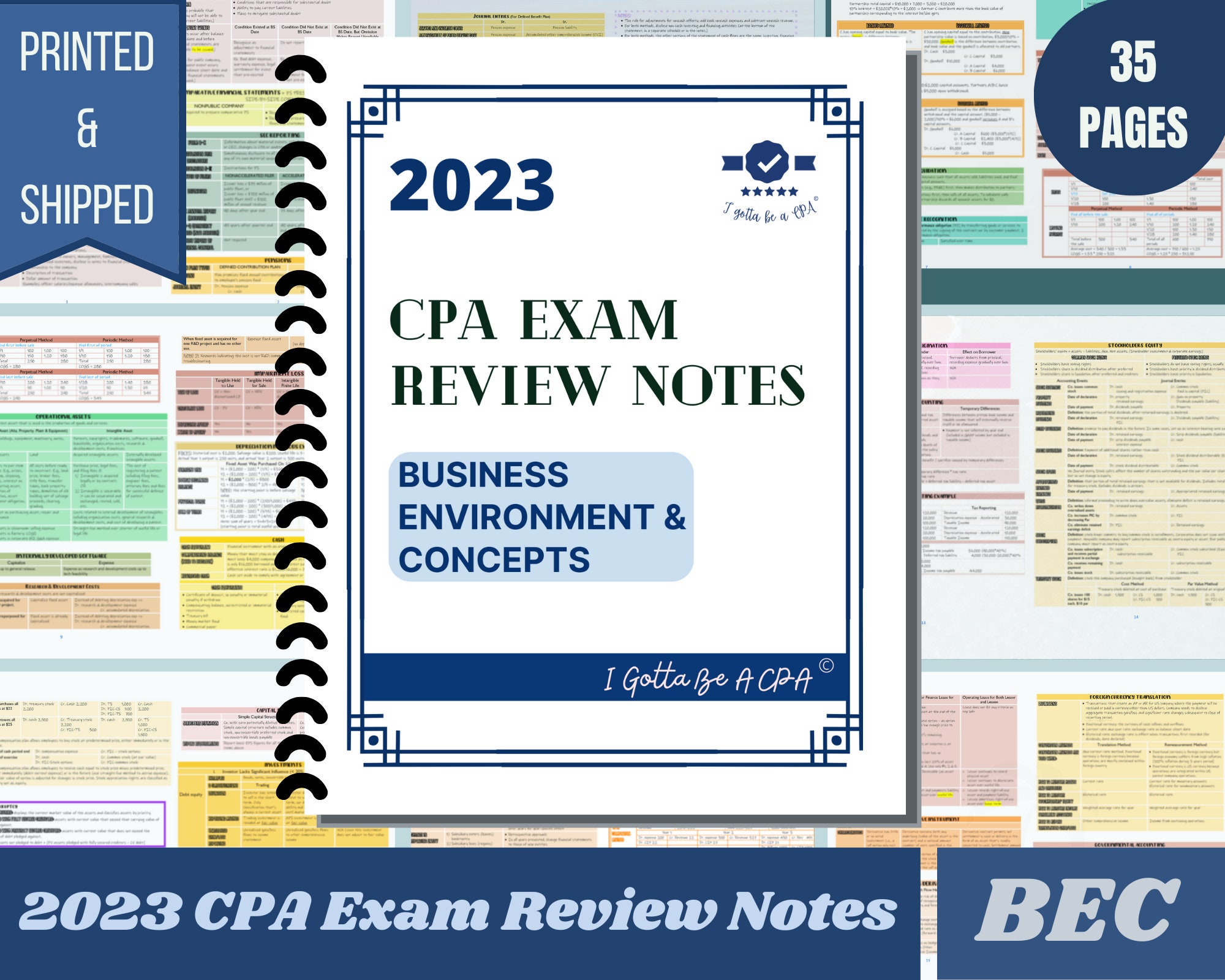 2023 | CPA Exam Review Notes - BEC | Printed & Shipped | 35 Pages ...