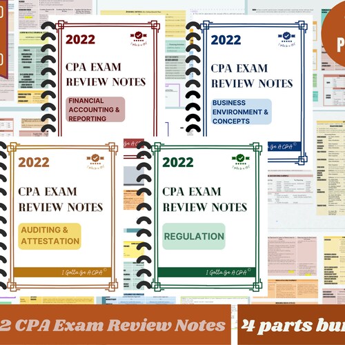 2022 Printed & Shipped CPA Exam Review Notes 4 Parts - Etsy