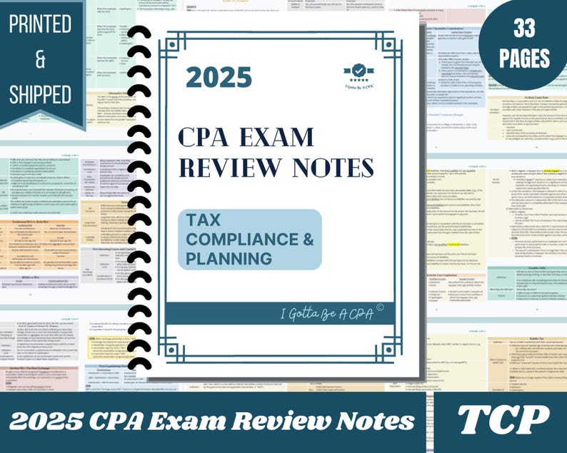 2025 | CPA Exam Review Notes - 6 Sections Complete Bundle | Printed ...