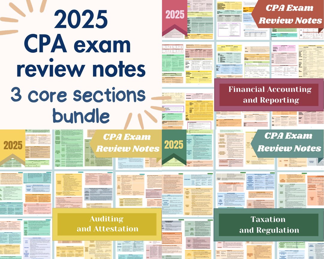 2025 | CPA Exam Review Notes - 3 Core Sections Bundle | Digital ...
