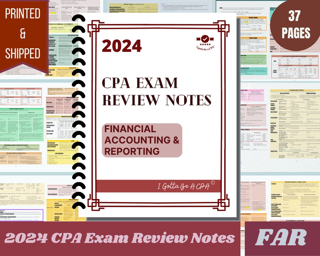 2024 | CPA Exam Review Notes - FAR | Printed & Shipped | 39 Pages ...