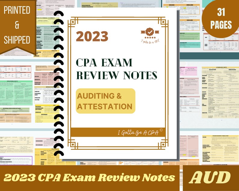 2023 | CPA Exam Review Notes - AUD | Printed & Shipped | 31 Pages ...