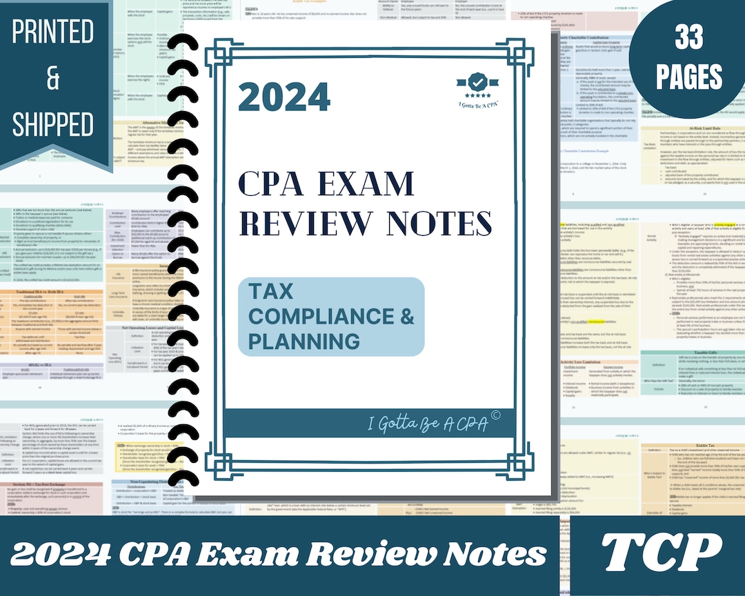 2024 | CPA Exam Review Notes - TCP | Printed & Shipped | Tax Compliance ...