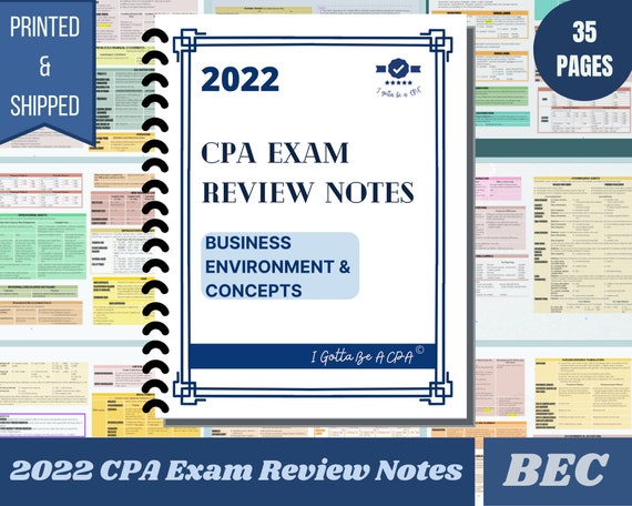 2022 Printed & Shipped CPA Exam Review Notes BEC 35 - Etsy