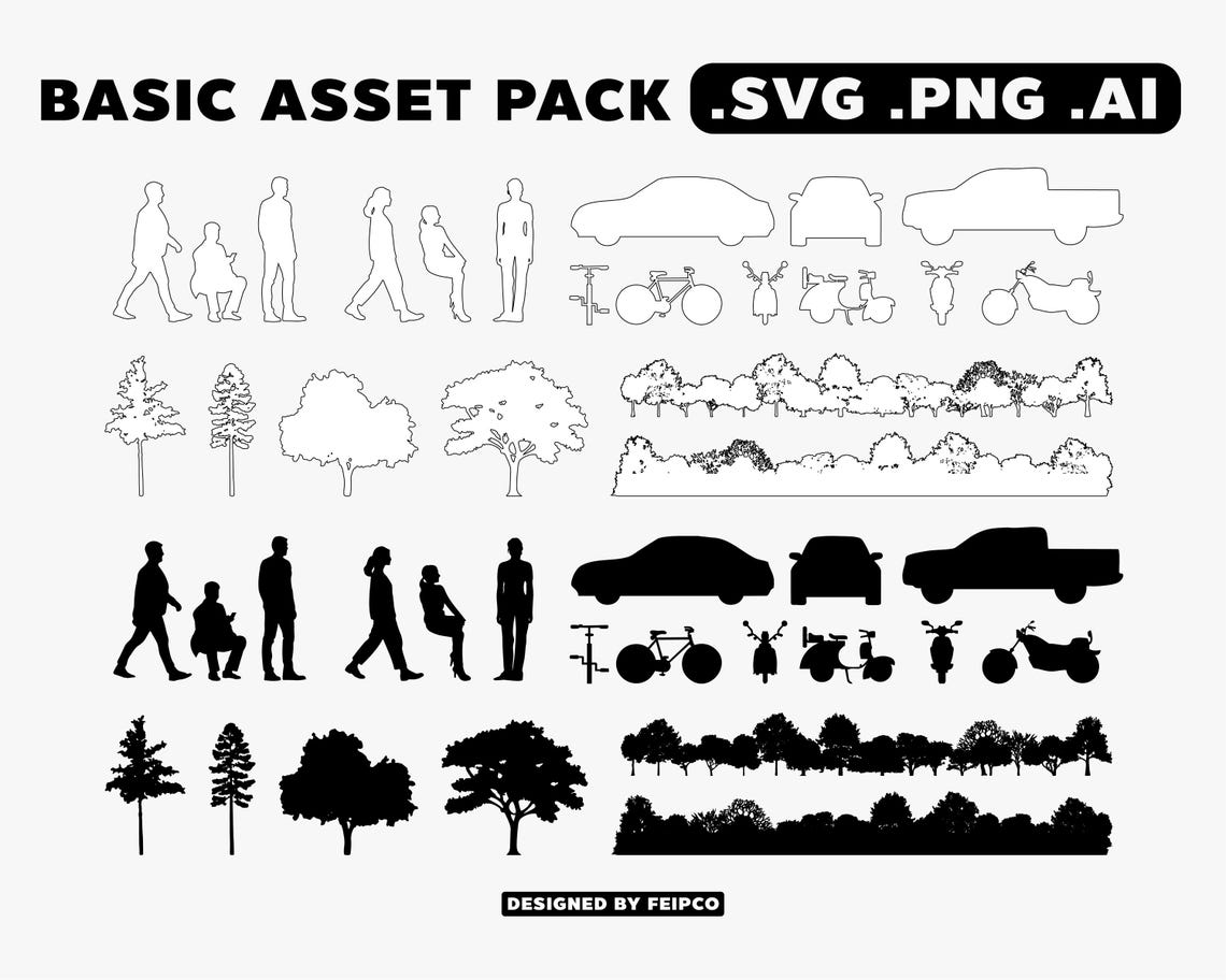 BASIC ASSET (svg, Png, Ai) People, Car, Tree - Etsy