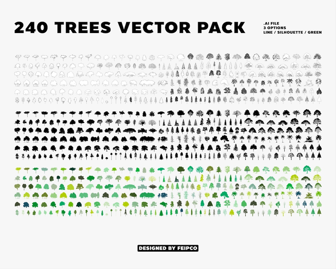 240 TREES VECTOR PACK (.ai, .svg) - Etsy