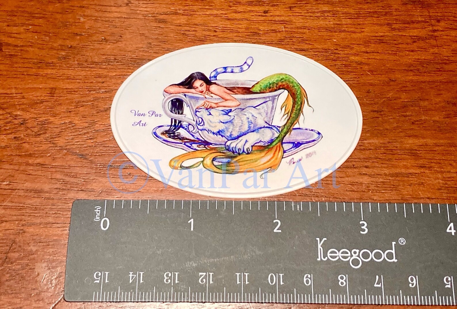 Sticker- “magic Mermaid Tiger Tea” Watercolor Art Sticker - Etsy